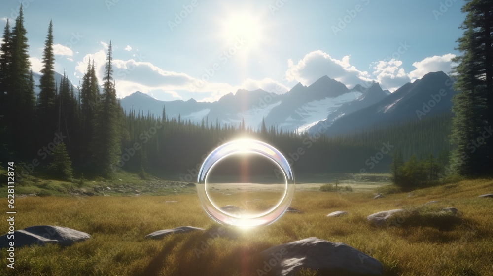 Authentic anamorphic lens flare with ring ghost effect generate ai ...