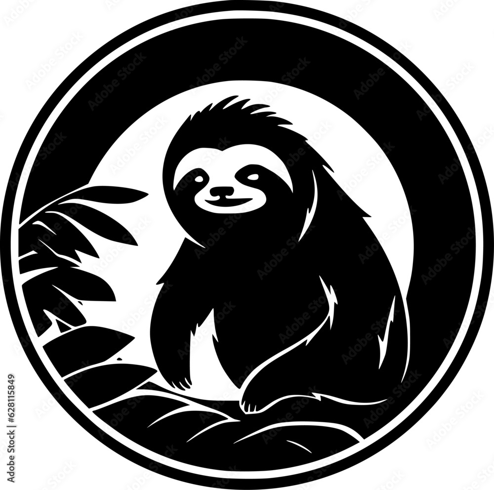 Sloth | Black and White Vector illustration Stock Vector | Adobe Stock