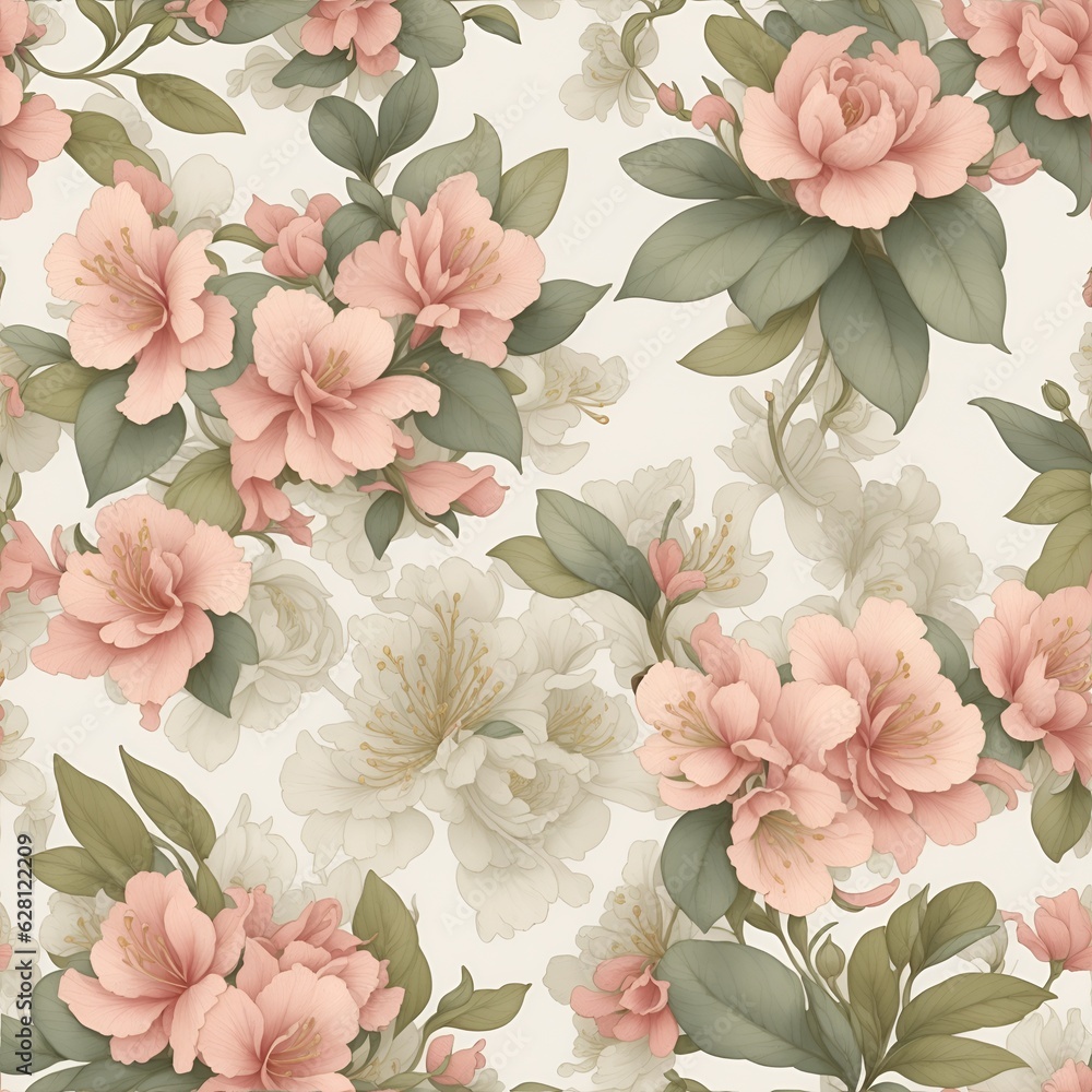 vintage seamless pattern of flowers and Azaleas. Use for wallpapers ...