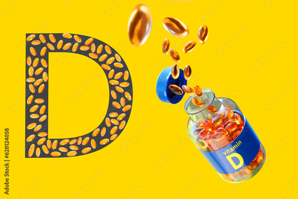 Vitamin d. Packaging with capsules. D2 vitamins for immunity. Plastic ...