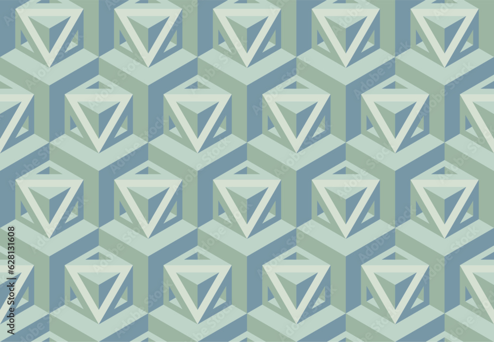 Seamless vector 3D geometric pattern with optical illusions. Op Art ...