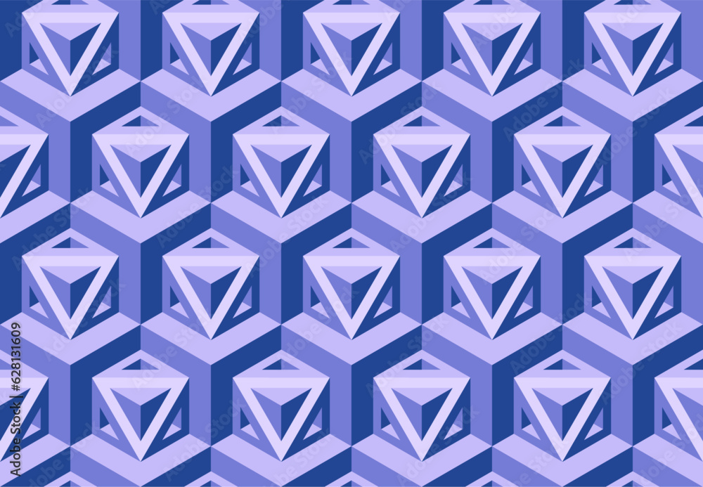 Seamless vector 3D pattern with optical illusions. Cubes. Op Art ...