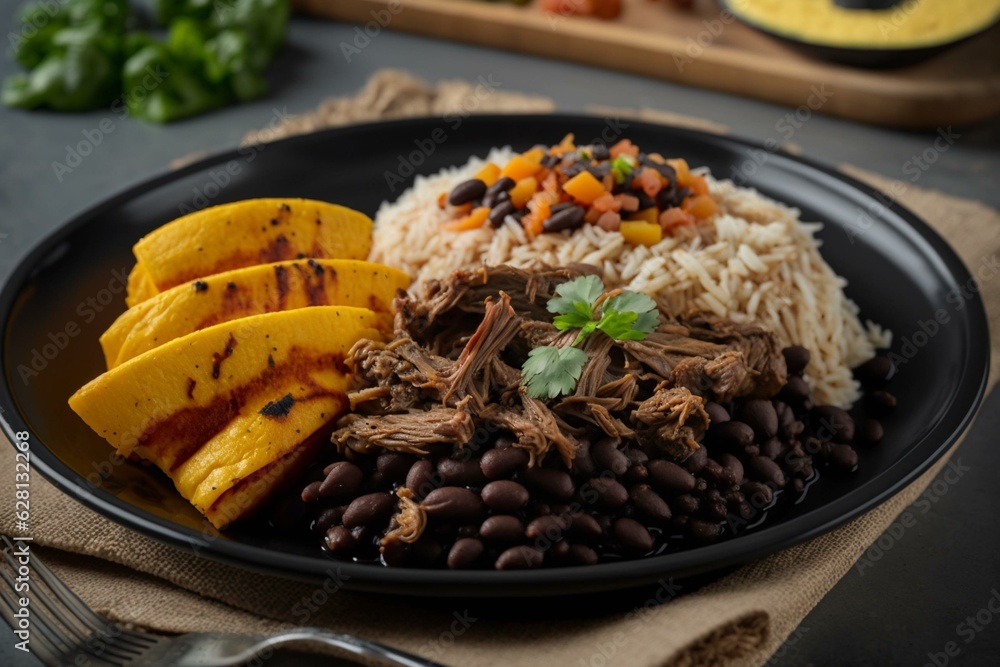 Closeup of Pabellon Criollo, Venezuela's national dish, featuring ...