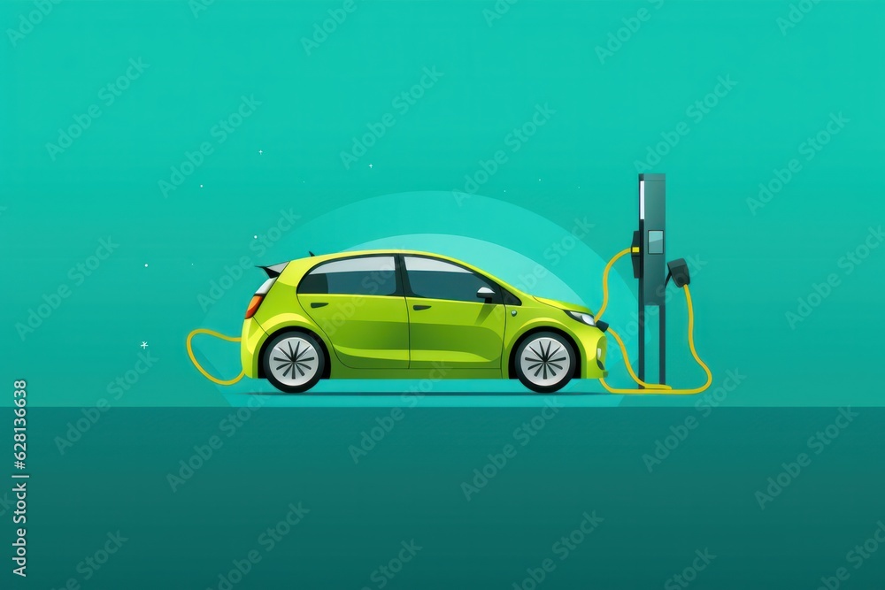 electric vehicle connect with charging stations through cable charging ...