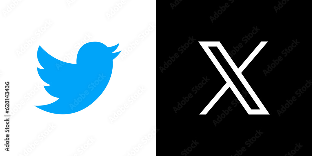 X website Bird logotype. Twitter logo X. Social network website X Twitter logo. Editorial vector ...