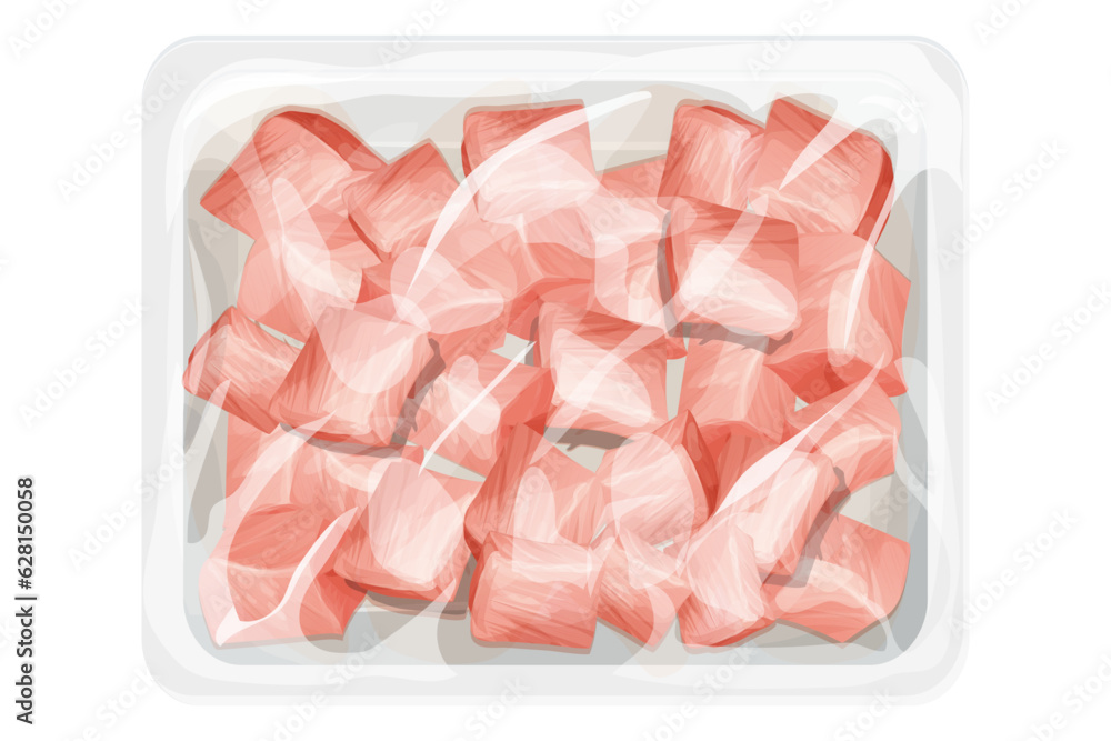 Chicken raw fillet slices in plastic tray, package with poultry in ...
