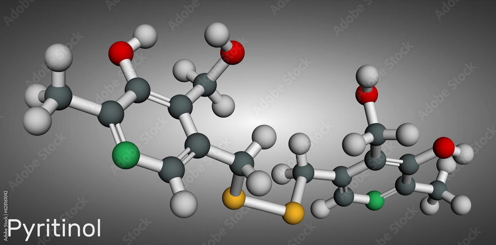 Pyritinol molecule, pyridoxine disulfide, cognitive drug. Сomponent of ...