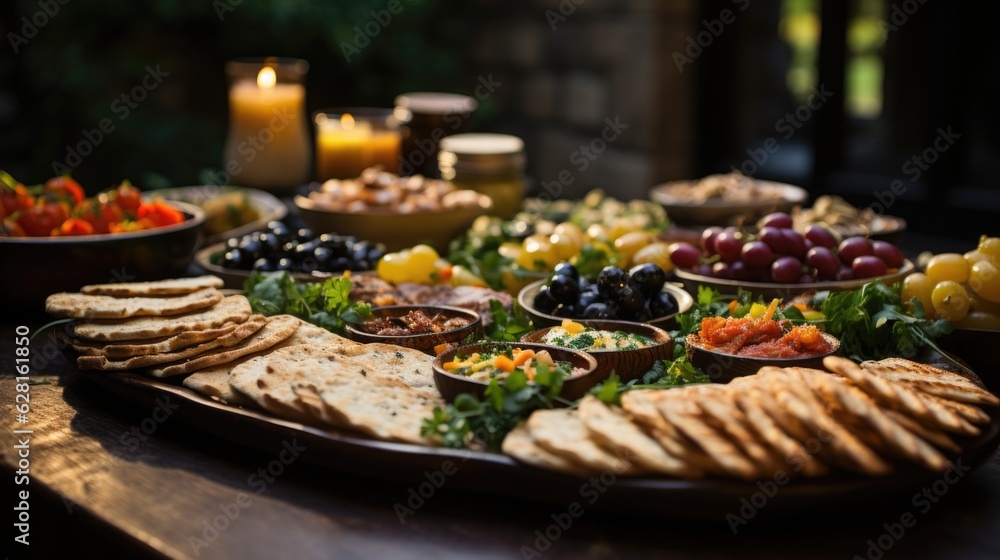 table setting, table with snacks. thai food on a table, Lebanese snacks ...