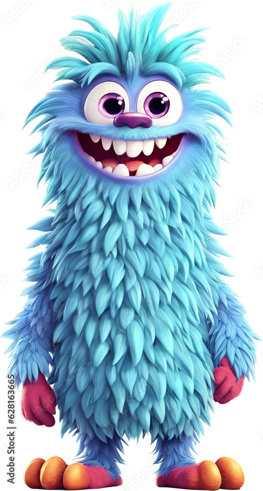 Ilustrace „Funny shaggy furry cheerful monster with big eyes and ...