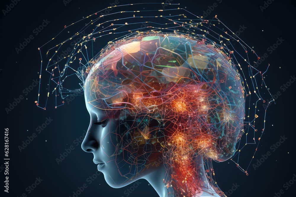 Brain activity, damage, neural network, AI, and idea concept in the ...