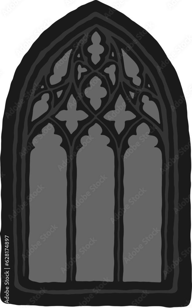 Flamboyant / flowing gothic window tracery stylized drawing ...