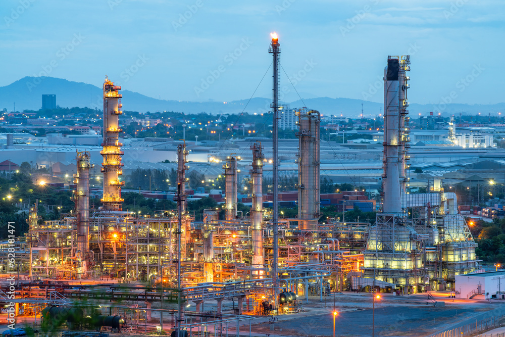 Aerial view oil and gas refinery background, Business petrochemical ...