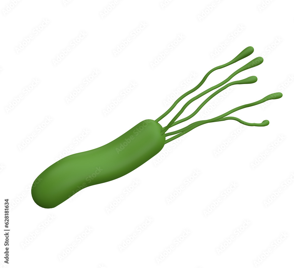 Helicobacter pylori bacteria 3d render realistic medicine icon for logo ...