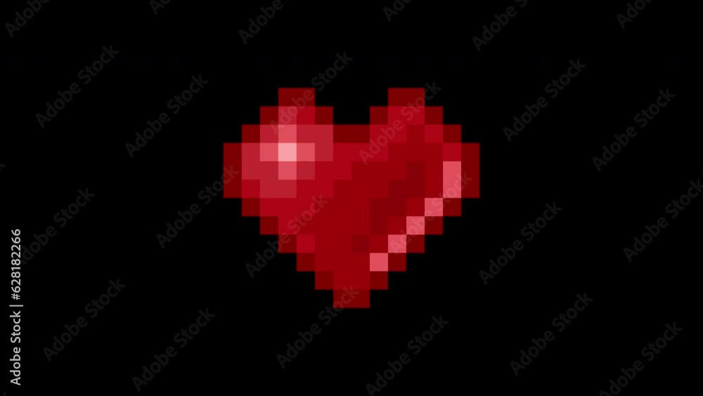 Heart beating animation in pixel art style. Animated 8 bit heart icon ...