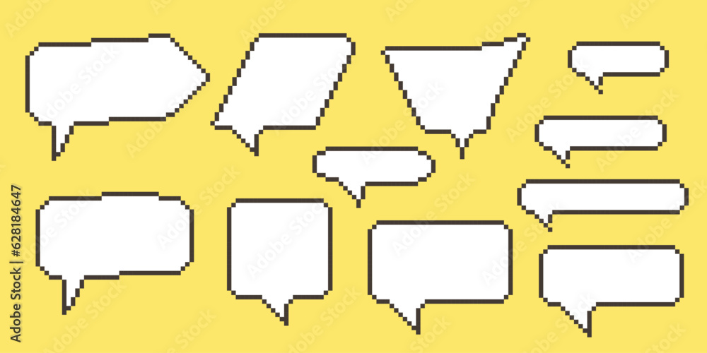Pixel speech bubble Collection chart dialogue boxes. Retro game 8 bit ...