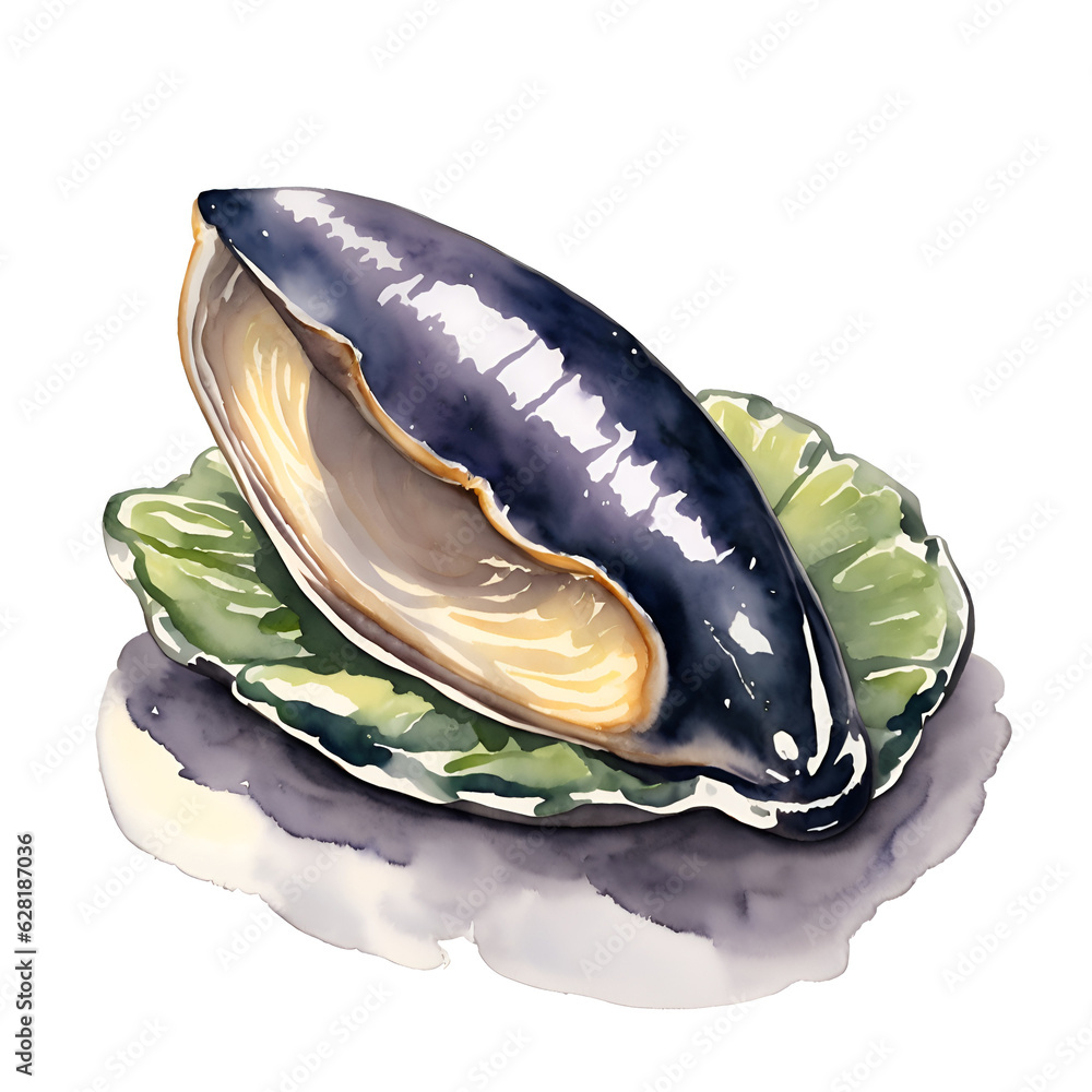 Mussel in cartoon style. Cute Little Cartoon Mussel isolated on white ...