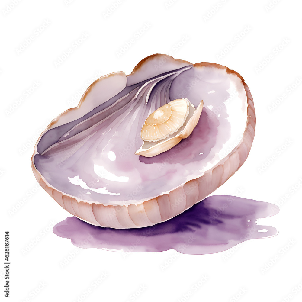 Clam in cartoon style. Cute Little Cartoon Clam isolated on white ...