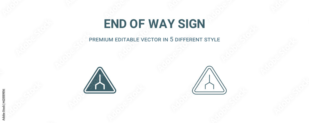 end of way sign icon. Filled and line end of way sign icon from traffic ...