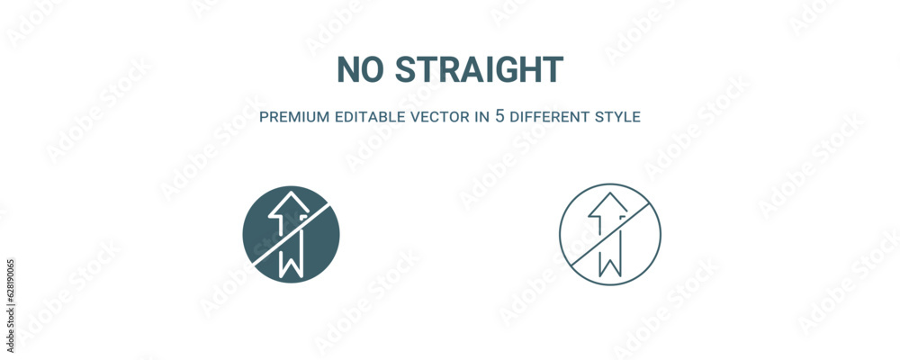 no straight icon. Filled and line no straight icon from traffic signs ...