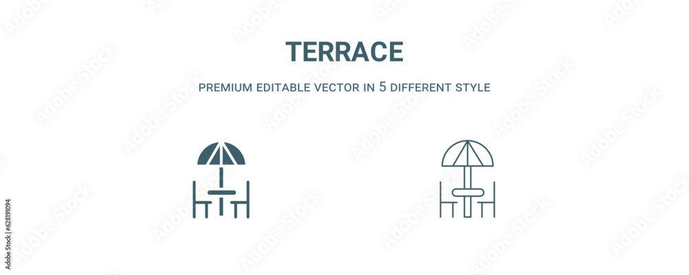 terrace icon. Filled line terrace icon from summer collection. Outline ...