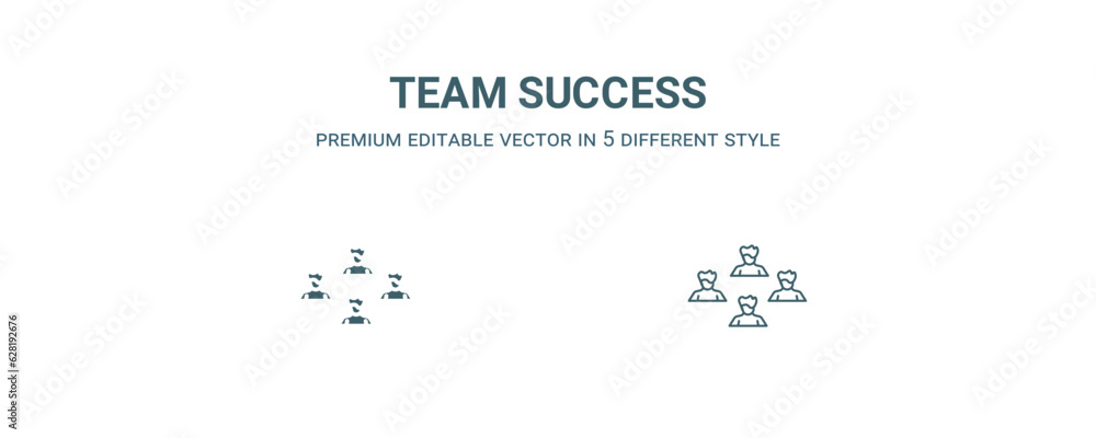 team success icon. Filled and line team success icon from people ...