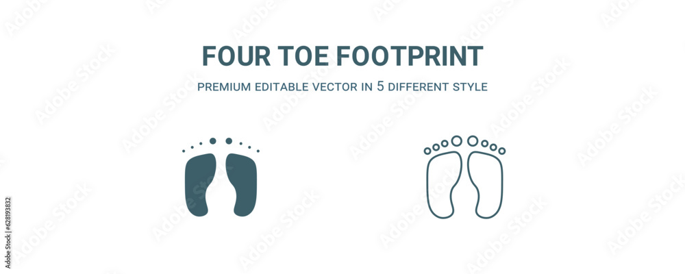 four toe footprint icon. Filled and line four toe footprint icon from ...