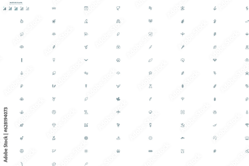 mountain colapse icon in 5 different style. Outline, filled, two color ...