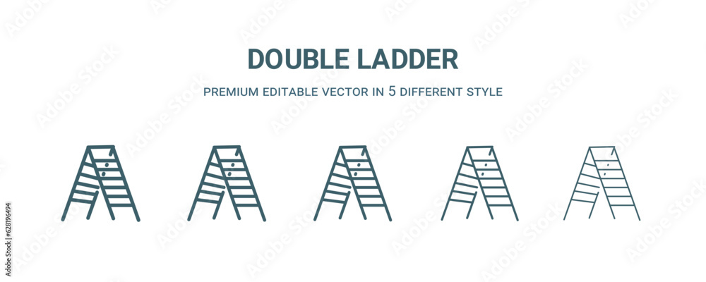 double ladder icon in 5 different style.Thin, light, regular, bold ...