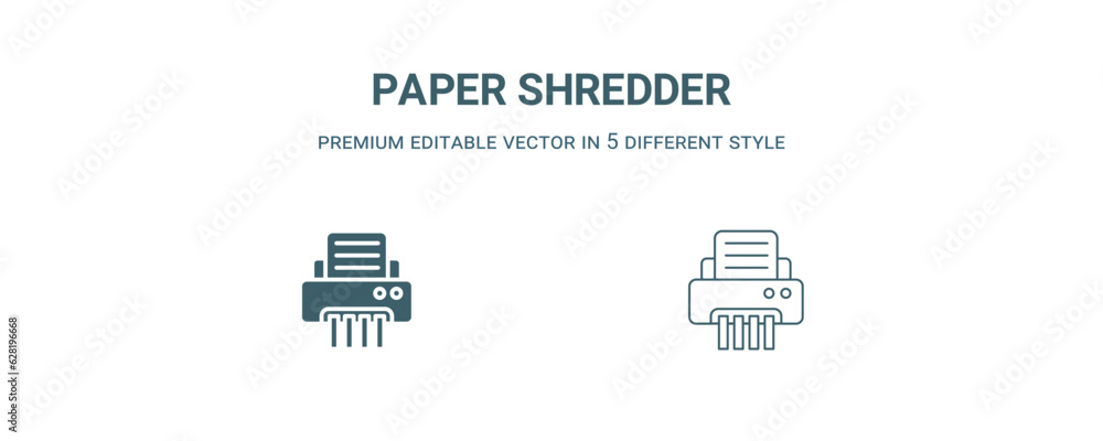 Vecteur Stock paper shredder icon. Filled and line paper shredder icon ...