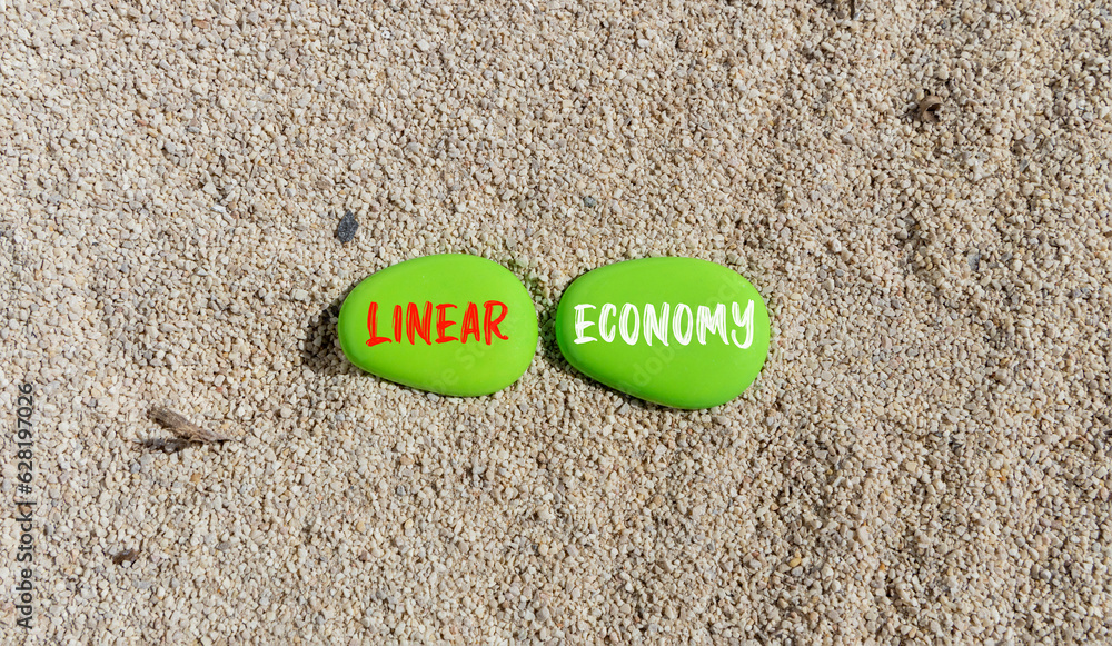 Linear economy symbol. Concept words Linear economy on beautiful green ...