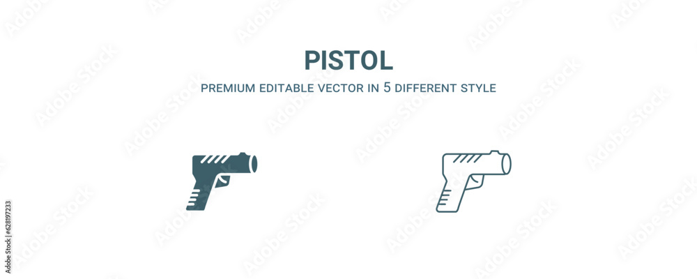 pistol icon. Filled and line pistol icon from military and war and ...