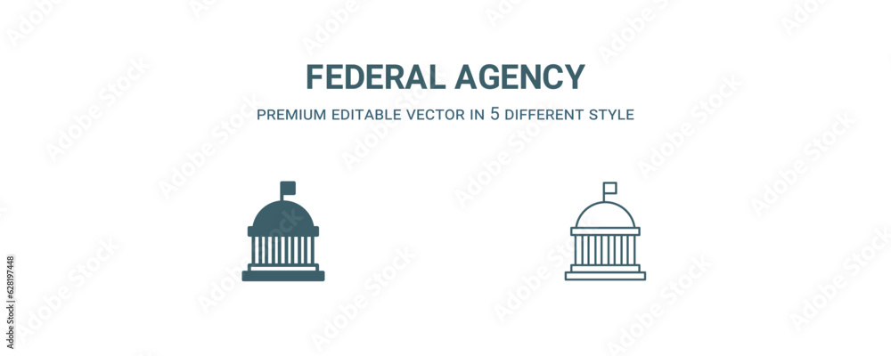 federal agency icon. Filled and line federal agency icon from military ...