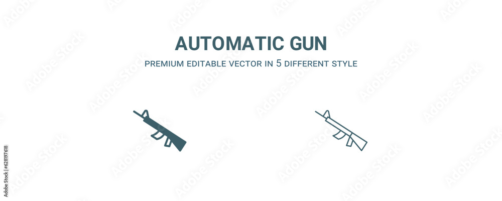 automatic gun icon. Filled and line automatic gun icon from military ...