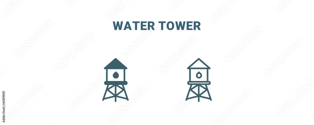 water tower icon. Line and filled water tower icon from agriculture and ...