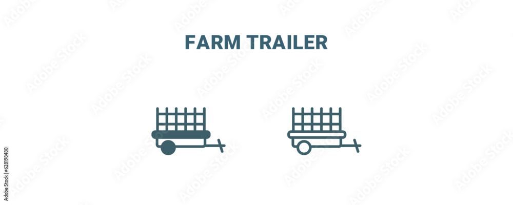 farm trailer icon. Line and filled farm trailer icon from agriculture ...