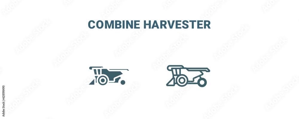 combine harvester icon. Line and filled combine harvester icon from agriculture and farm ...