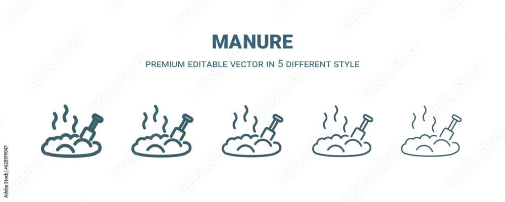 manure icon in 5 different style. Thin, light, regular, bold, black ...