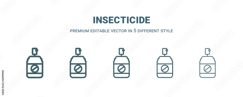 insecticide icon in 5 different style. Thin, light, regular, bold ...