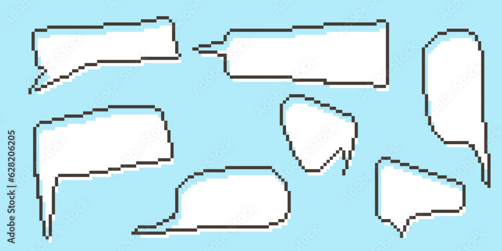 Pixel speech bubble Collection chart dialogue boxes. Retro game 8 bit ...