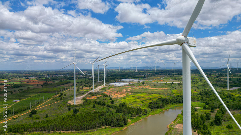 Aerial wind of wind turbine generators produces extricate energy in ...