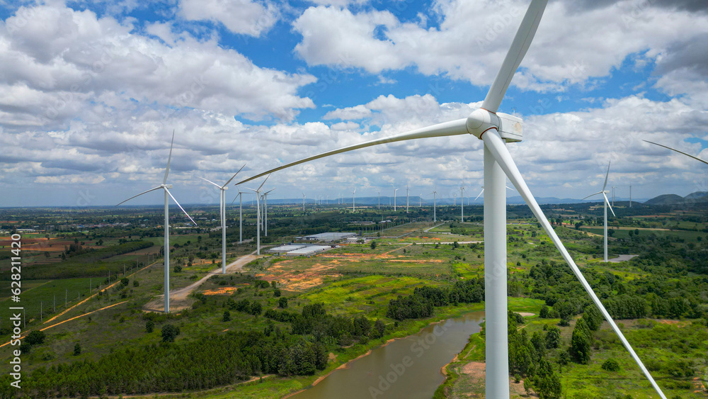 Aerial wind of wind turbine generators produces extricate energy in ...