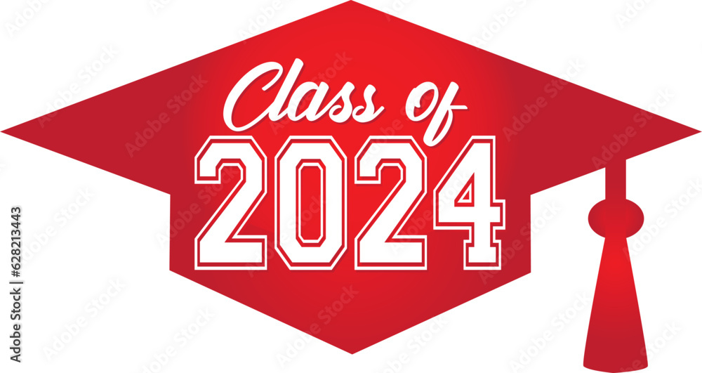 class of 2024 Red Graduation Cap Stock Vector | Adobe Stock