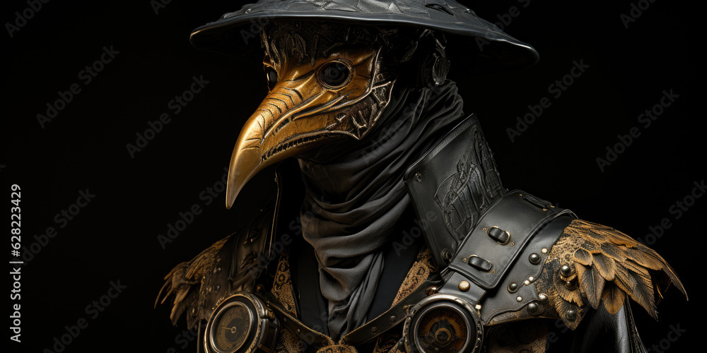 mutated plague doctor with mask, background wallpaper image Stock ...