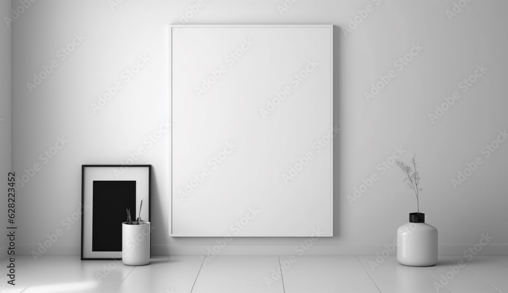 modern gallery wall white blank picture mockup no Generative Ai Stock Illustration | Adobe Stock