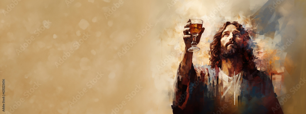 Sacrament: The Eucharist, Holy Communion, Lord's Supper with copy space ...