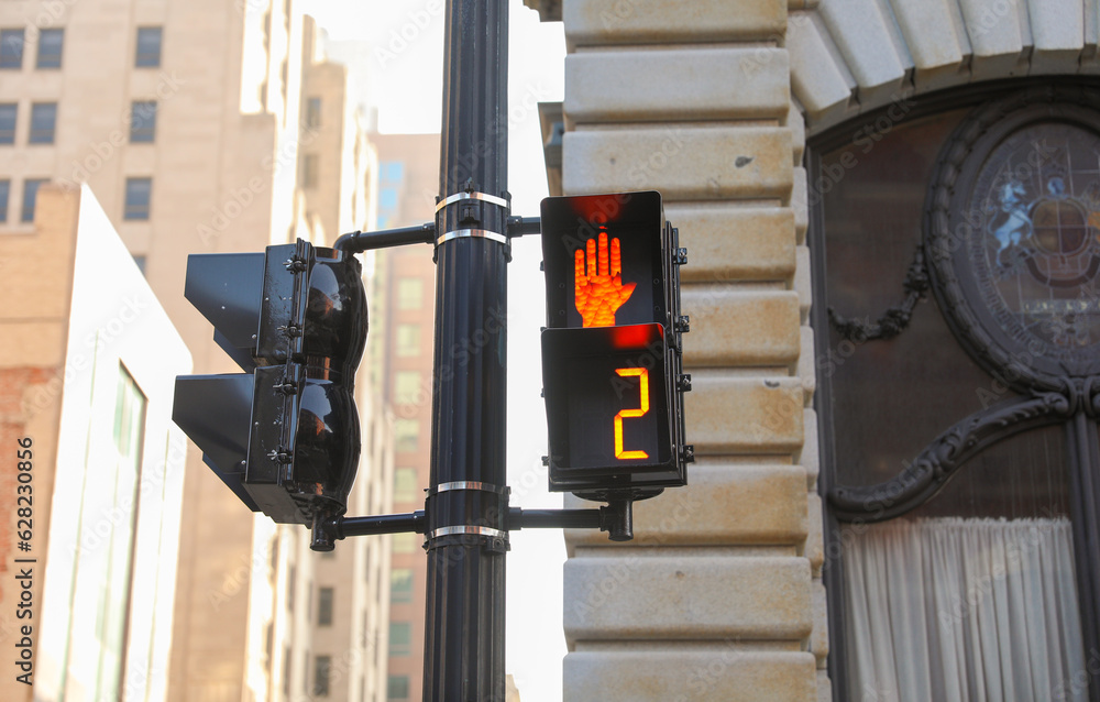 pedestrian traffic walking sign depicts city life, safety, and ...