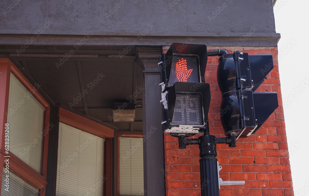 pedestrian traffic walking sign depicts city life, safety, and ...