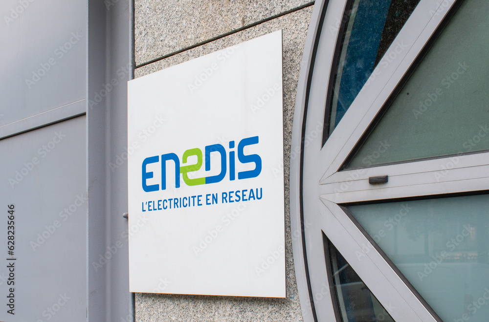 Paris, France - 07 22 2023 : plaque at the entrance to the showroom ...