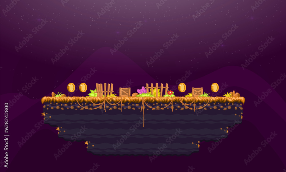 Vetor de Video game. Elements and objects for computer game. Template ...