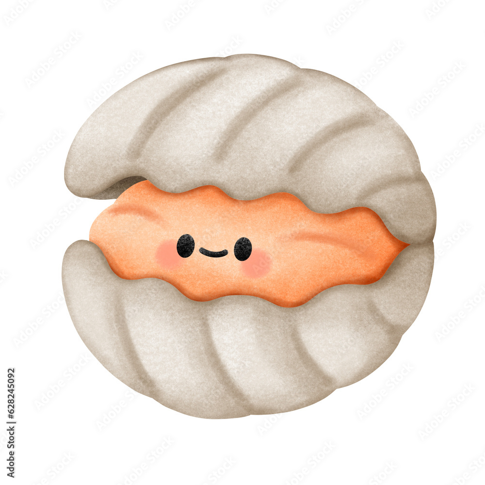 Cute Cockle Shell Character. Marine life. Flat cartoon style vector ...